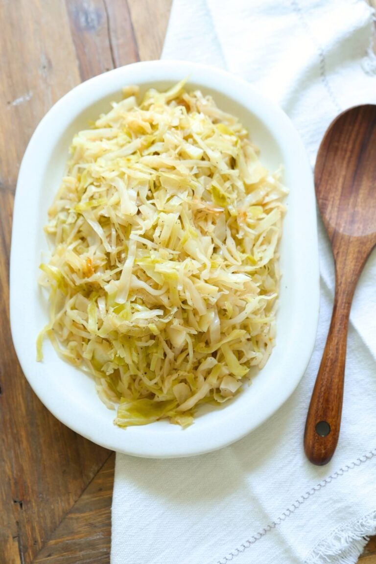 Rustic Braised Green Cabbage. - Healthy Elizabeth