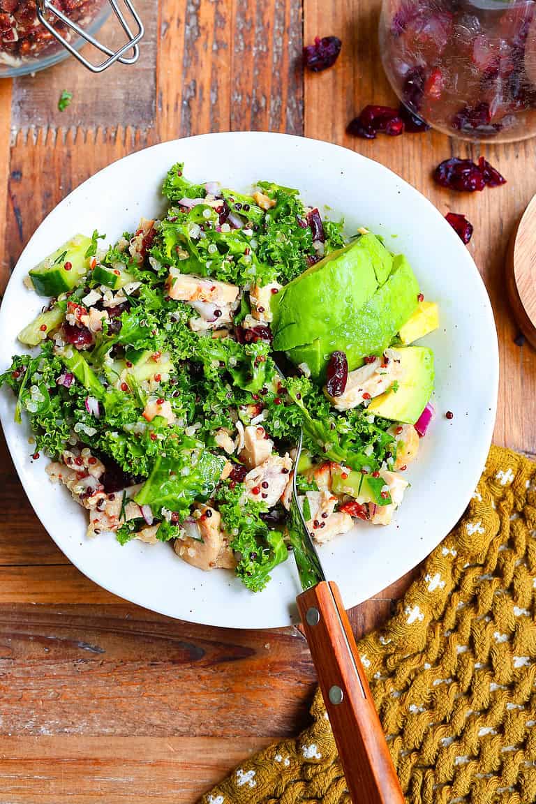 Kale and Quinoa Salad With Chicken. - Healthy Elizabeth