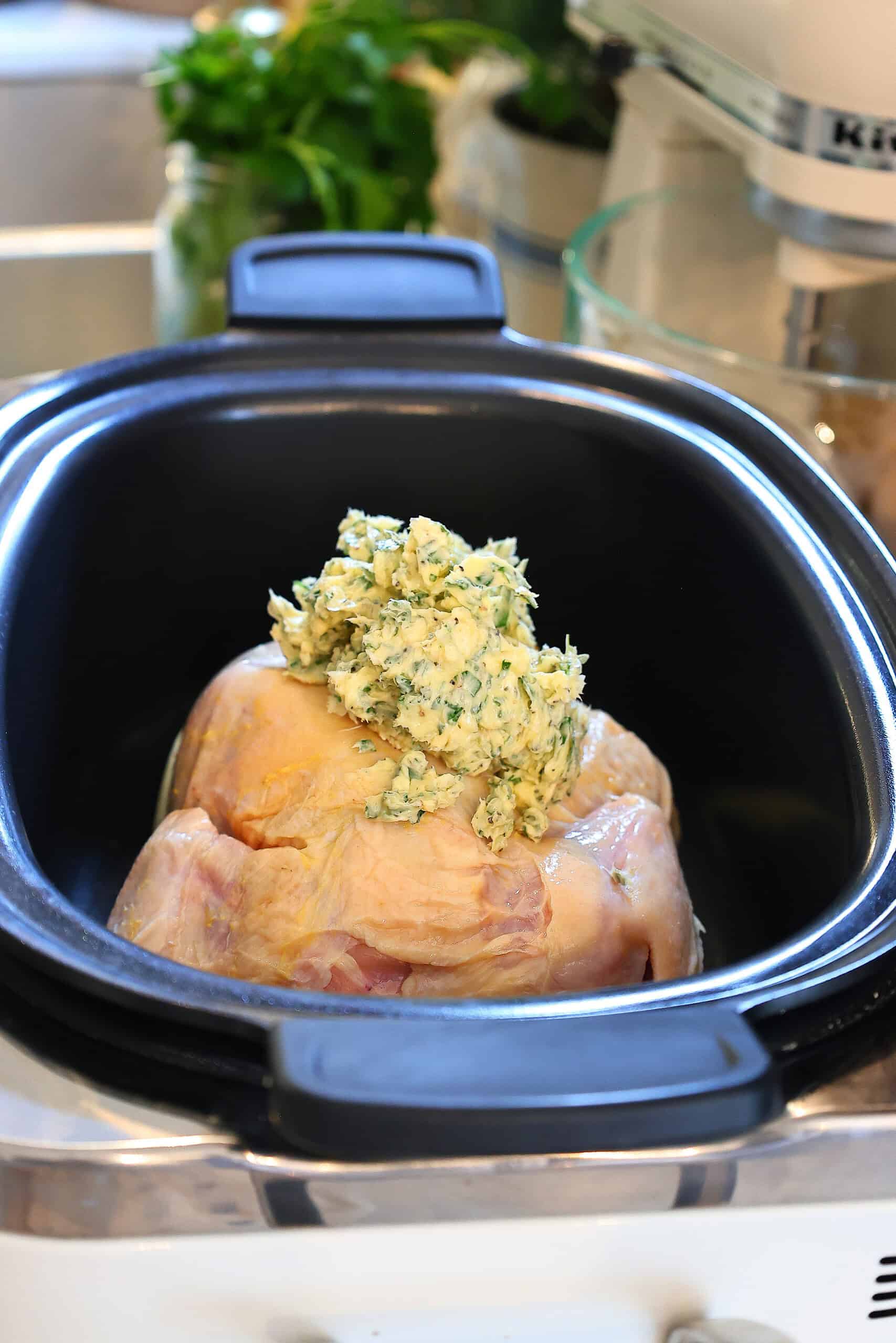 Slow Cooker Herby Whole Chicken. - Healthy Elizabeth