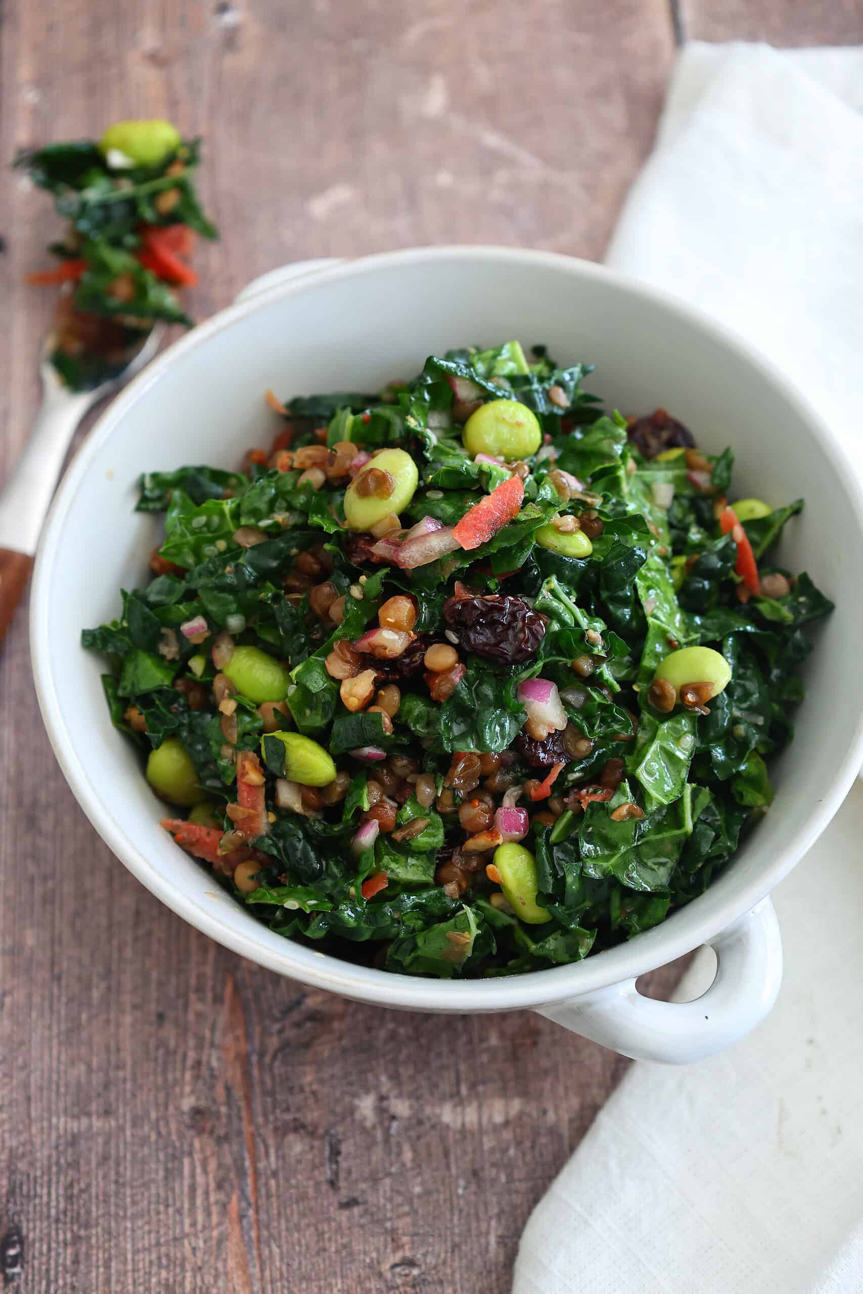 Lentil and Kale Superfood Salad - Healthy Elizabeth