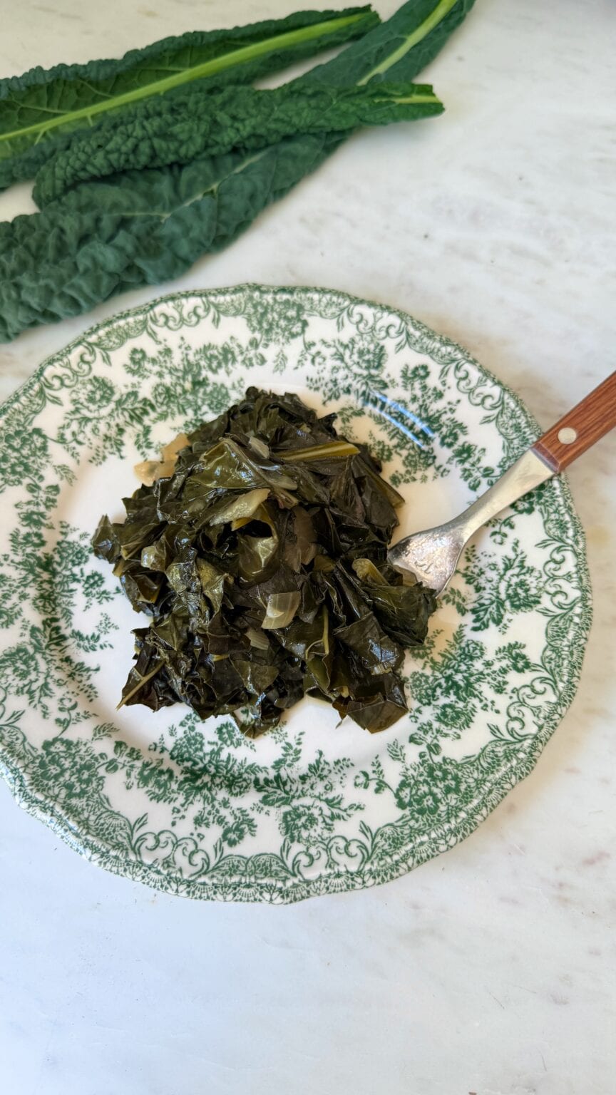 Slow Cooker Dinosaur Kale From the Garden - Healthy Elizabeth
